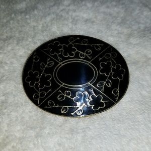 Jewelry | Vintage Black Enamel Brooch With Gold Outline | Poshmark